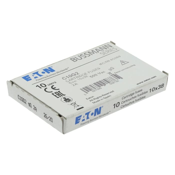 C10G2 Eaton | Eaton 2A Ceramic Cartridge Fuse, 10 x 38mm | 489-4405 | RS