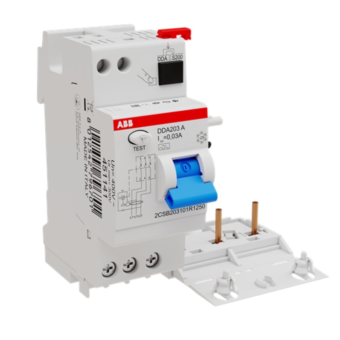 2CSB203101R1250 - DDA203A-25/0.03 ABB | ABB DDA 200 A RCD, 25A, 3 Pole, 30mA, Type A, 230/400V ...