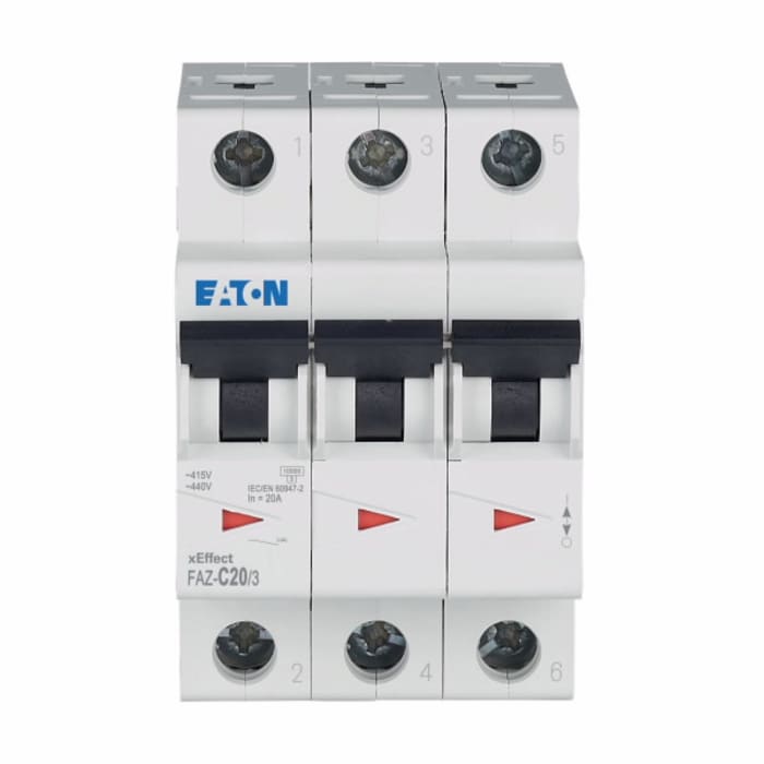 278874 FAZ-C20/3 Eaton | Eaton xEffect MCB, 3P, 20A Curve C, 400V AC, 60V DC, 10 kA Breaking ...