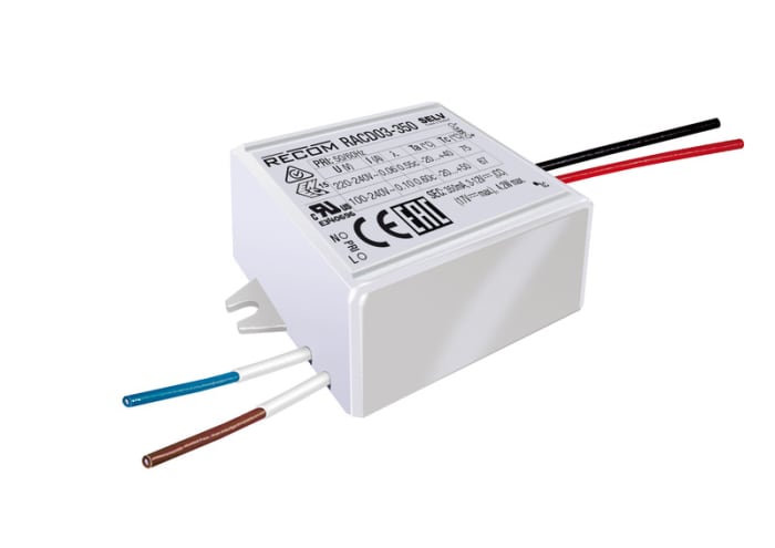 RACD03-350 Recom | Recom LED Driver, 3 → 15V dc Output, 3W Output, 350mA Output, Constant ...