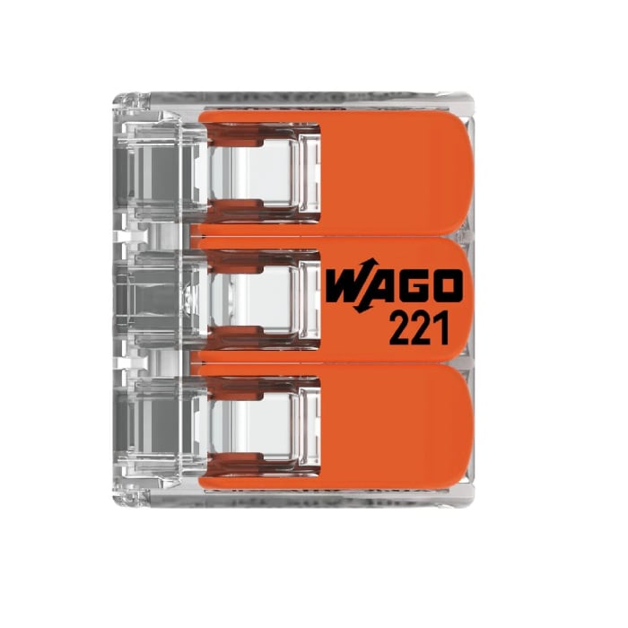 221-413 Wago | Wago 221 Series Lever Connector, 3-Way, 32A, 24 → 12 AWG ...
