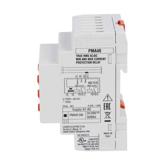 PMA40240 Lovato | Lovato Current Monitoring Relay, 1 Phase, SPDT, DIN ...