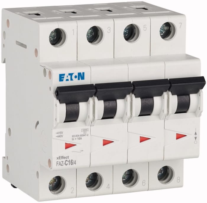 279061 FAZ-C16/4 Eaton | Eaton xEffect MCB, 4P, 16A Curve C, 240 → 415V AC, 96V DC, 10 kA ...
