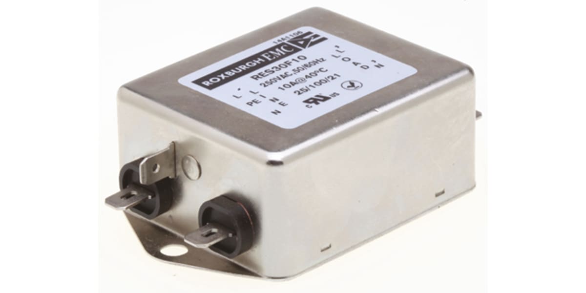 Roxburgh EMC, RES30 10A 250 V ac DC → 60Hz, Chassis Mount RFI Filter ...