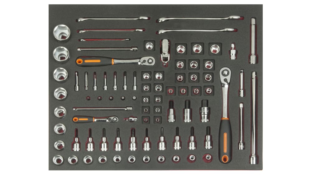 Bahco 83 Piece Metric 1 2 in 1 4 in 3 8 in Standard Socket Spanner Bit Set with Ratchet 6 point