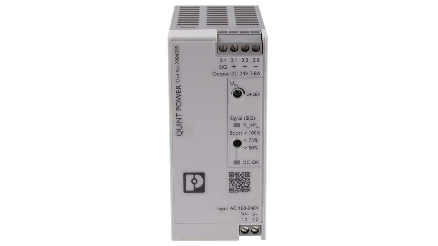 2904599 | Phoenix Contact QUINT4-PS/1AC/24DC/3.8/SC Switched Mode DIN ...