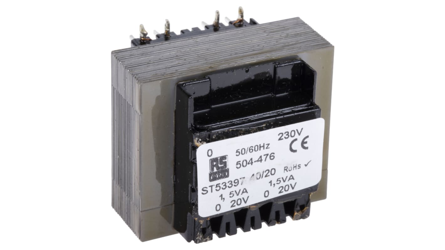 RS PRO 20V ac 2 Output Through Hole PCB Transformer, 3VA | RS