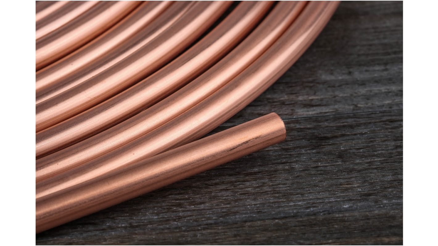 RS PRO 81 bar 10m Long Copper Pipe, 8mm Outer Diam. Copper | RS