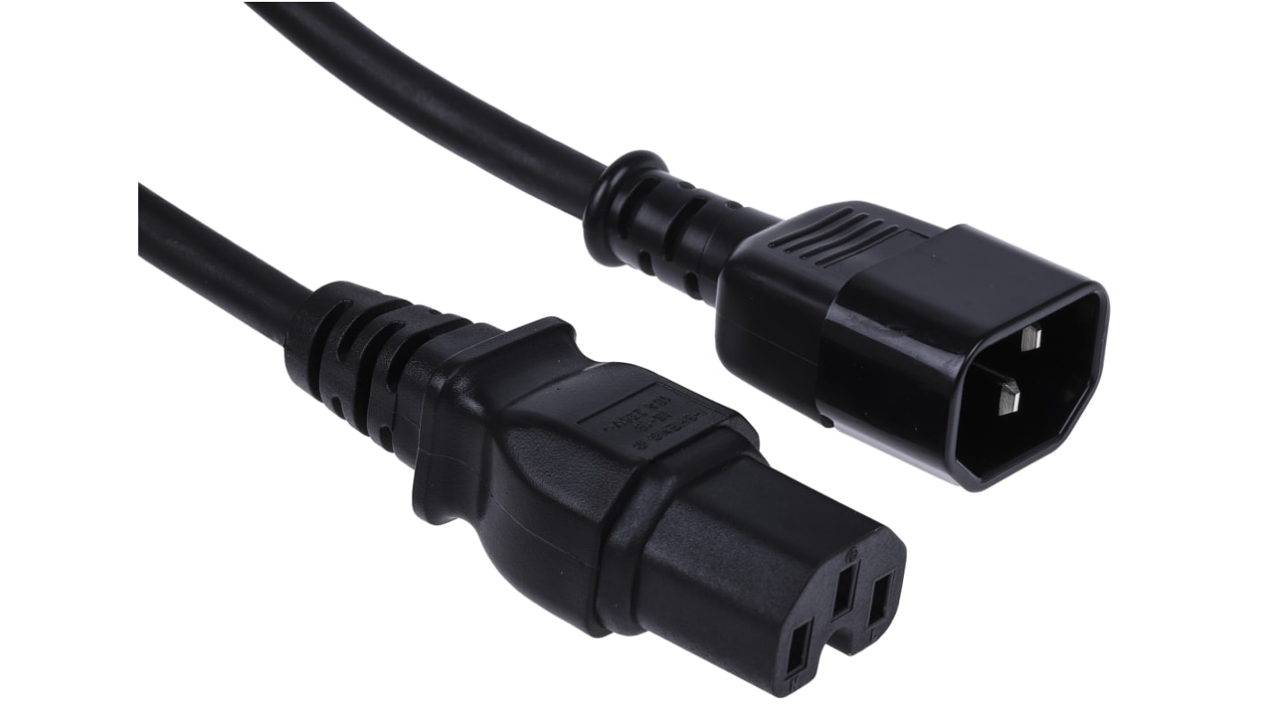 RS PRO IEC C14 Plug to IEC C15 Socket Power Cord, 2m | RS