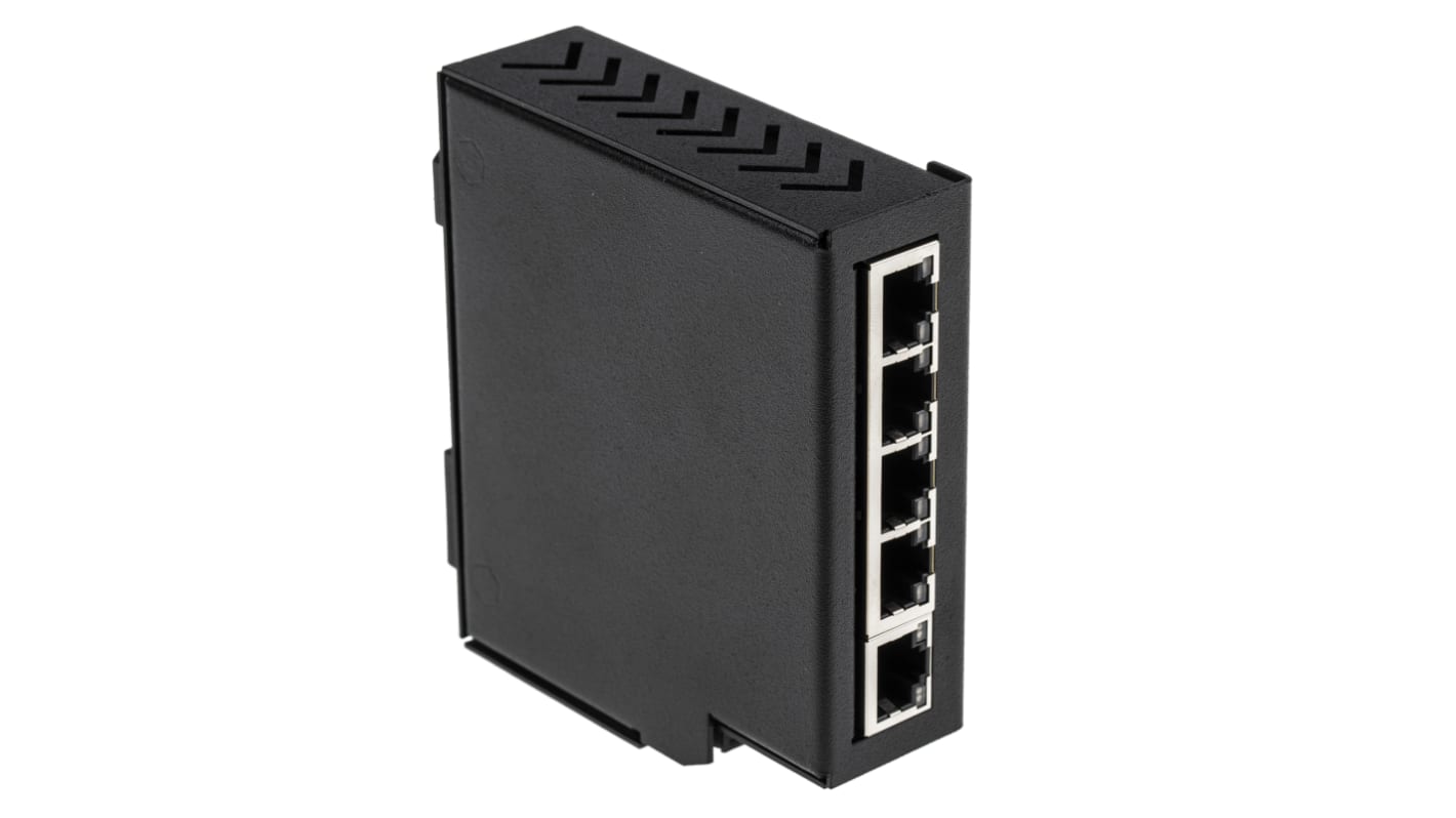 RS PRO DIN Rail Mount Ethernet Switch, 5 RJ45 Ports, 10/100Mbit/s ...