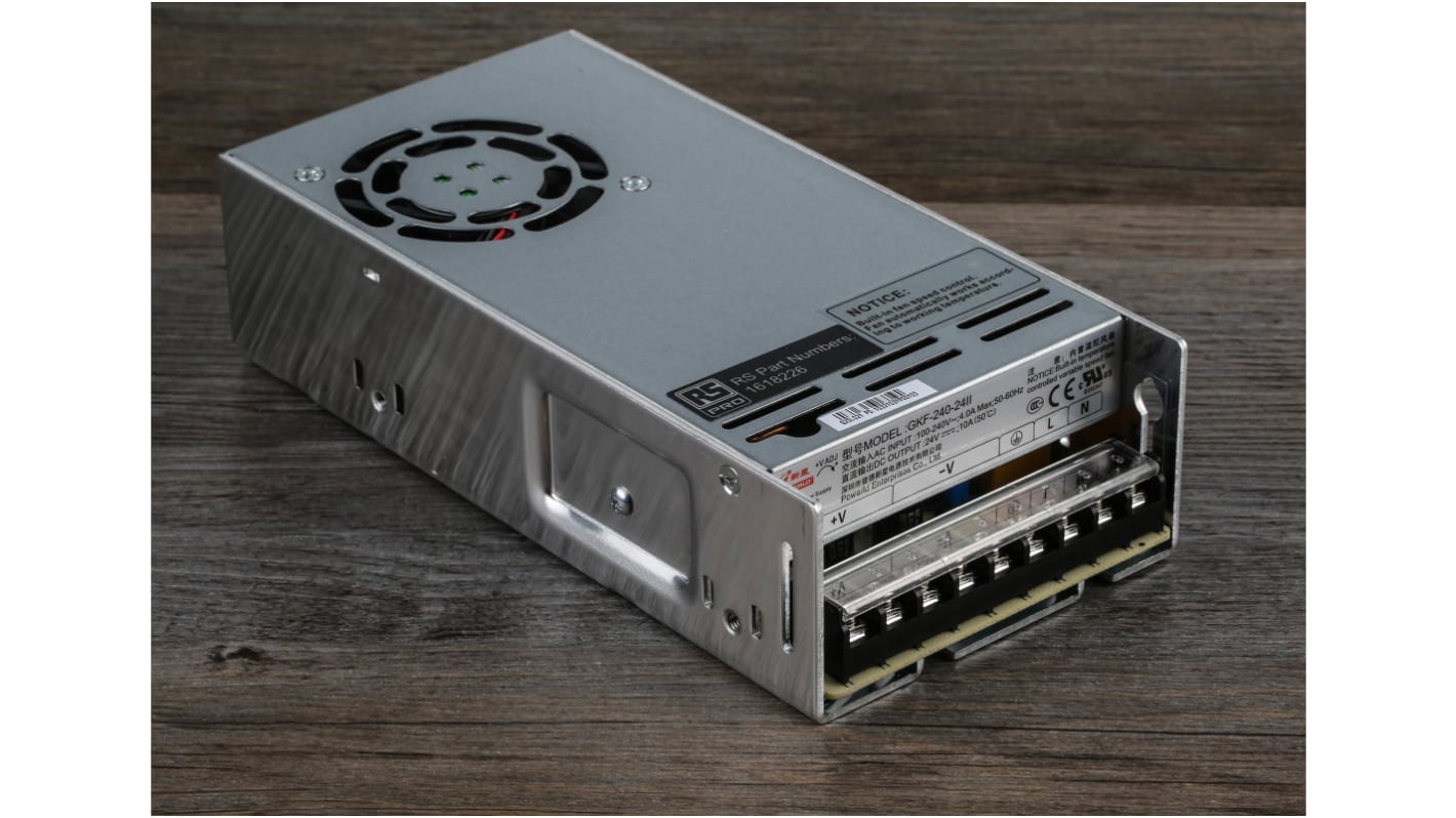 RS PRO Switching Power Supply, 24V dc, 10A, 240W, 1 Output, 85 → 264V ac Input Voltage | RS