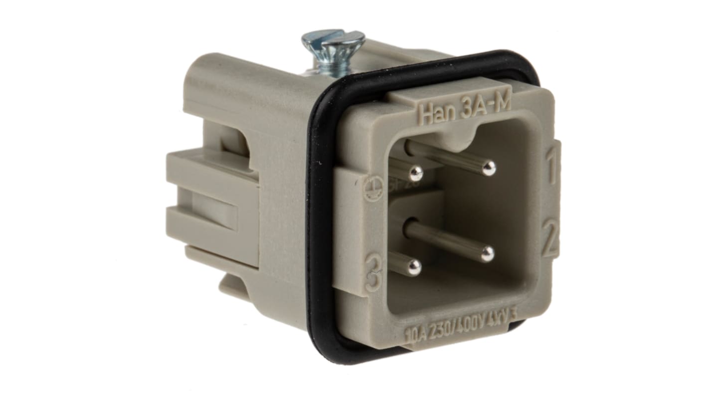 09200032611 | HARTING Heavy Duty Power Connector Insert, 10A, Male, Han A Series, 3 Contacts | RS