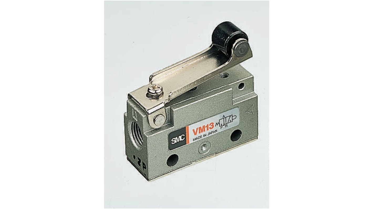 VM131-01-01S | SMC Roller Lever 3/2 Pneumatic Manual Control Valve VM100 Series, Rc 1/8, 1/8in | RS