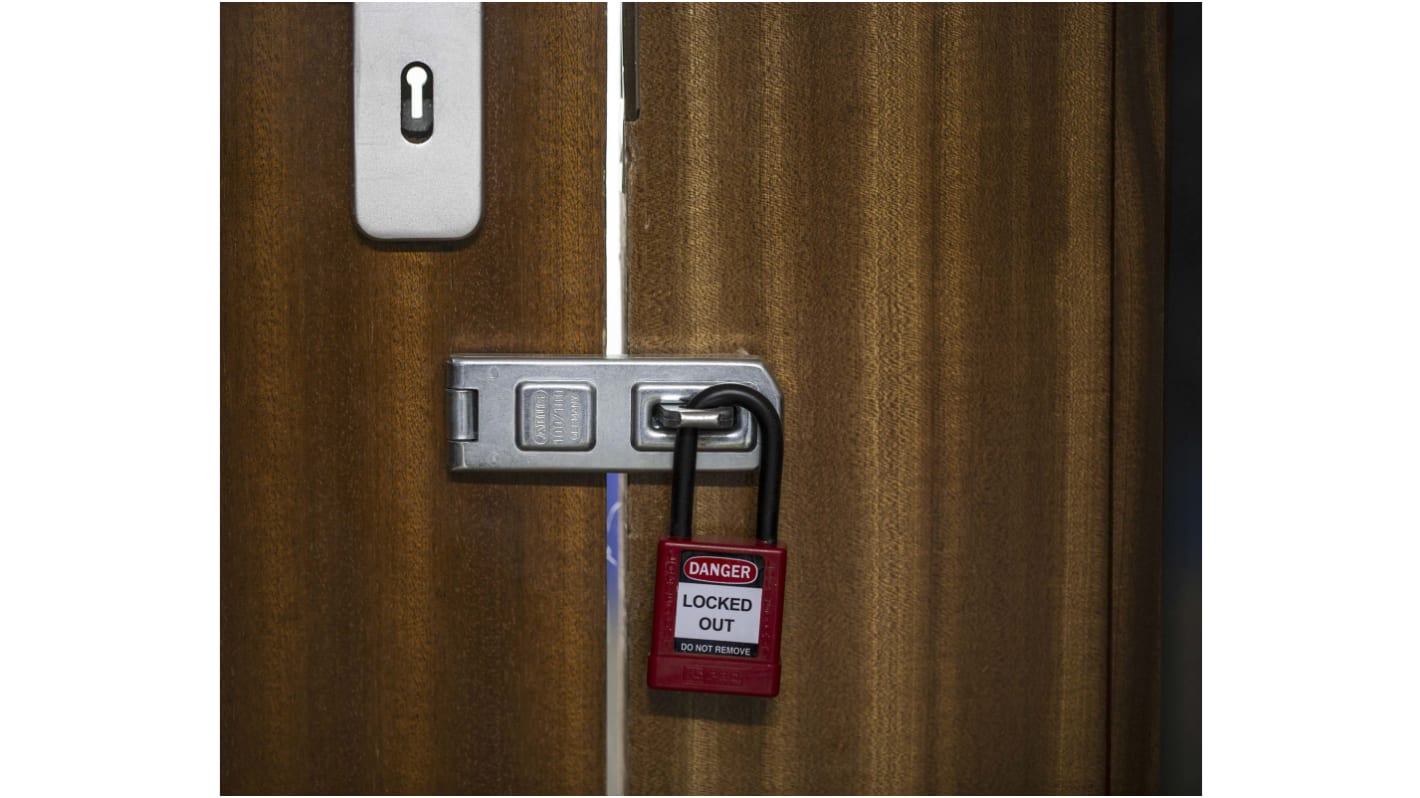 RS PRO Red 1-Lock Aluminium, Nylon Safety Lockout, 6.4mm Shackle | RS