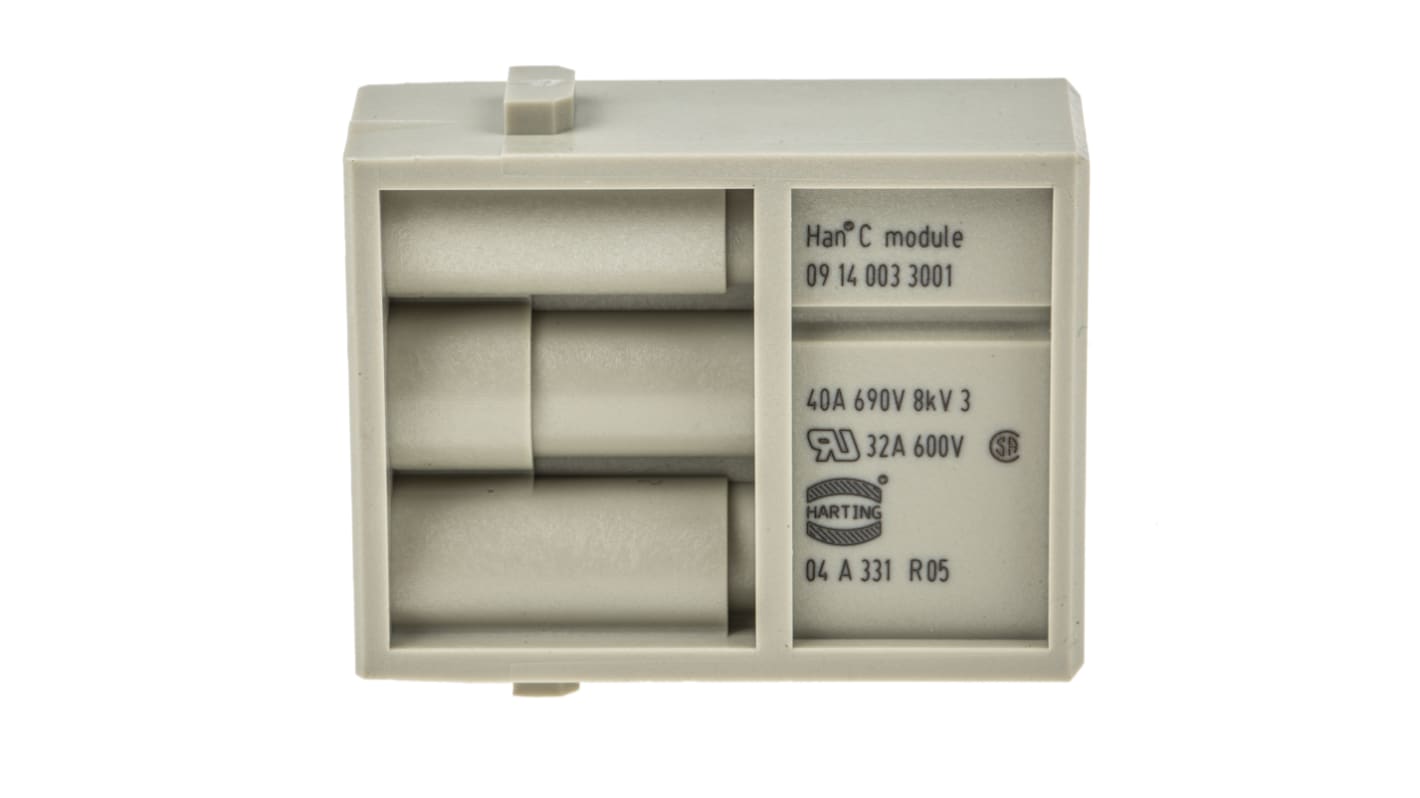 09140033001 | HARTING Heavy Duty Power Connector Module, 40A, Male, Han ...