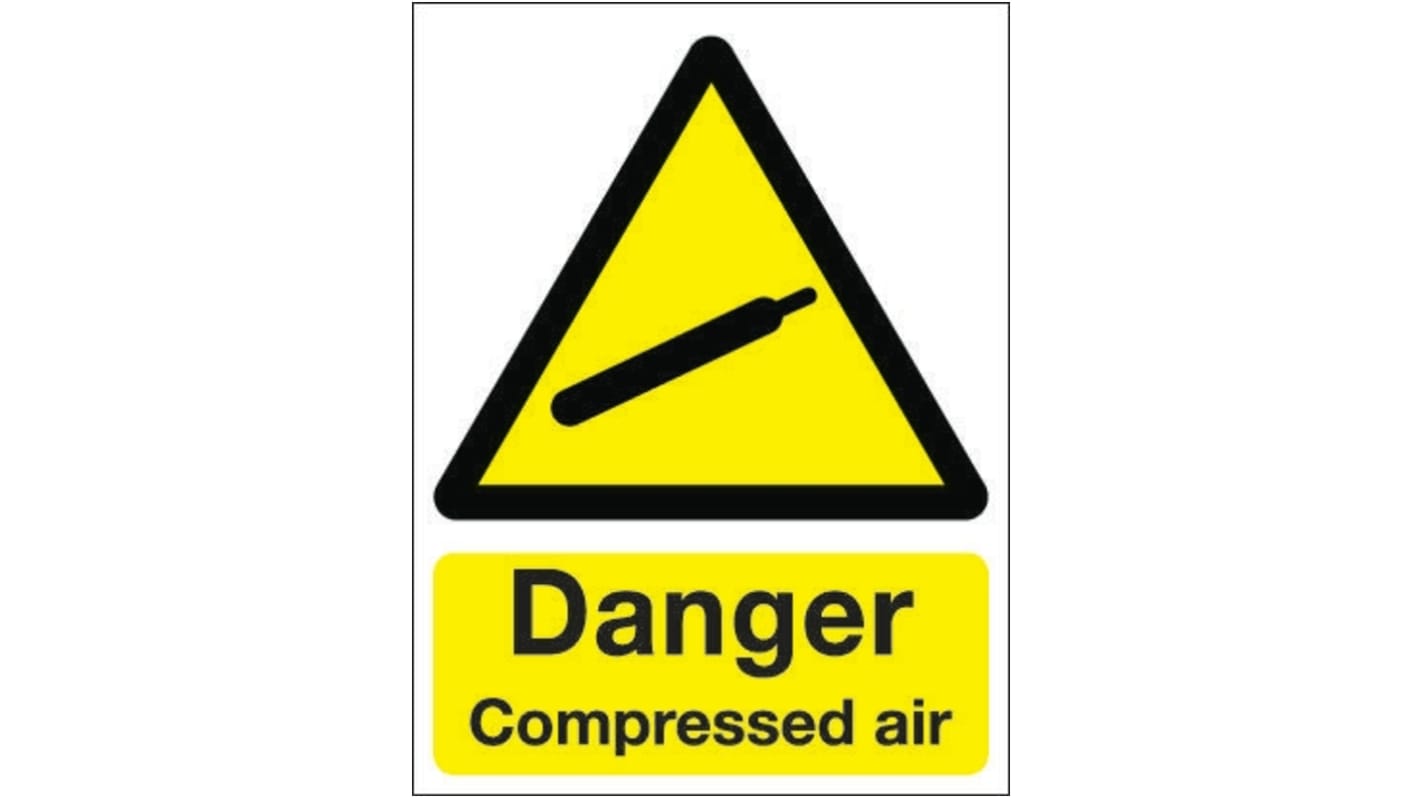 W150A/S | Étiquette de sécurité Noir/Jaune, "Danger Compressed Air" | RS