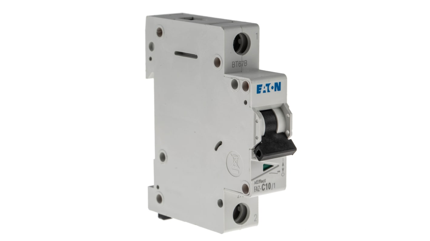 278557 FAZ-C10/1 | Eaton xEffect MCB, 1P, 10A Curve C, 230V AC, 60V DC, 10 kA Breaking Capacity | RS