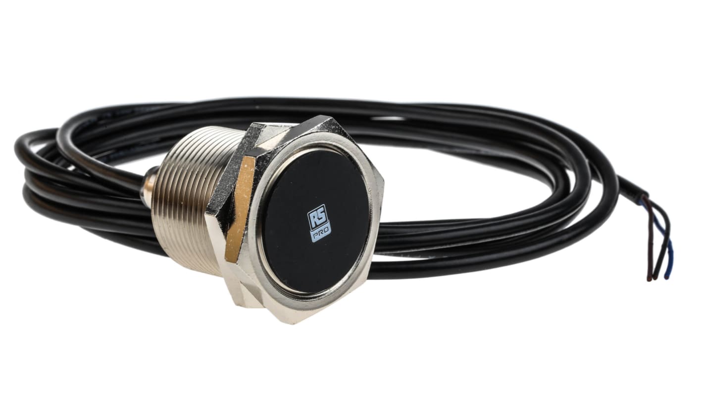 RS PRO Inductive Barrel-Style Proximity Sensor, M30 x 1.5, 10 mm Detection, PNP Output, 10 → 30 ...