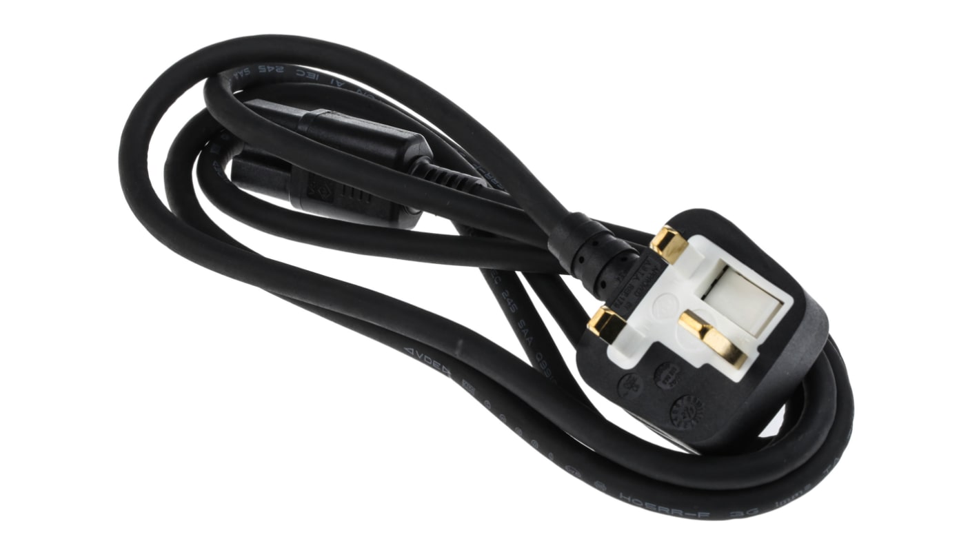 RS PRO IEC C15 Socket to Type G UK Plug Power Cord, 2m | RS
