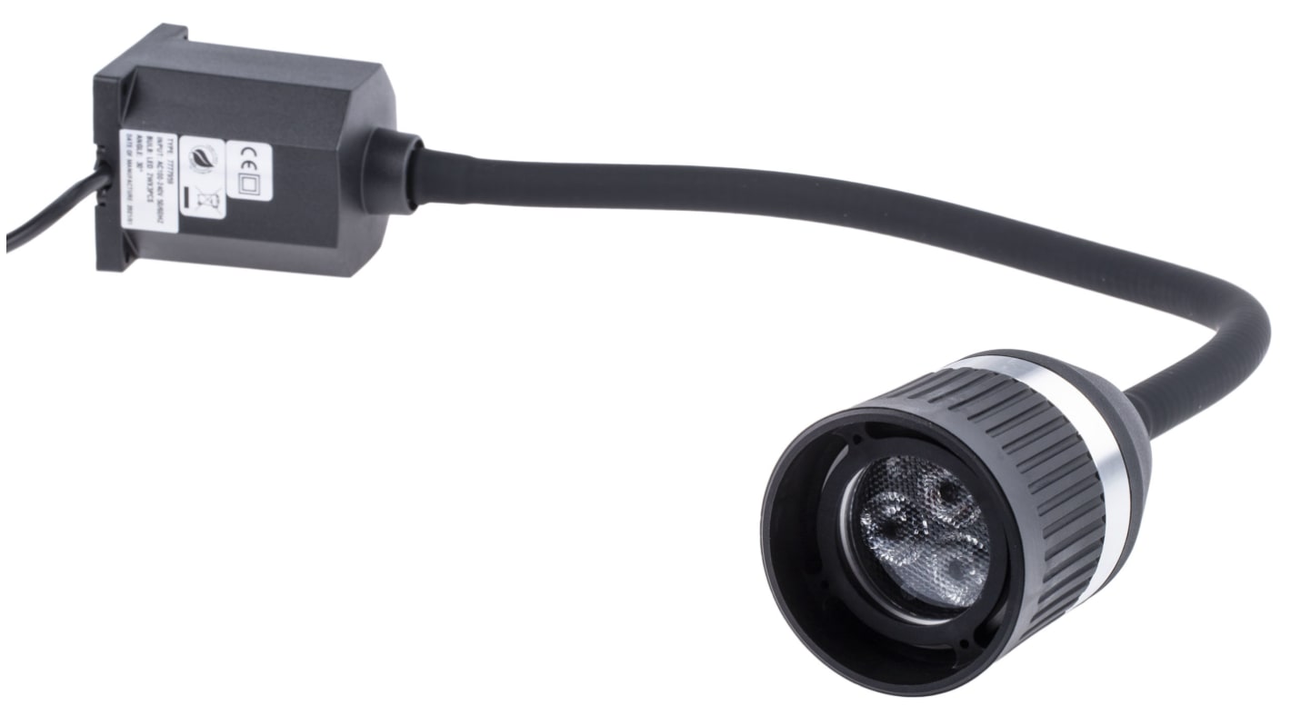 RS PRO LED Machine Light, 100 → 277 V ac, 3 W, Flexible Neck, 520mm Arm ...