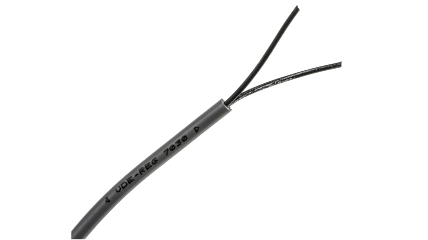 RS PRO Control Cable, 2 Cores, 0.75 mm², YY, Unscreened, 50m, Grey PVC ...