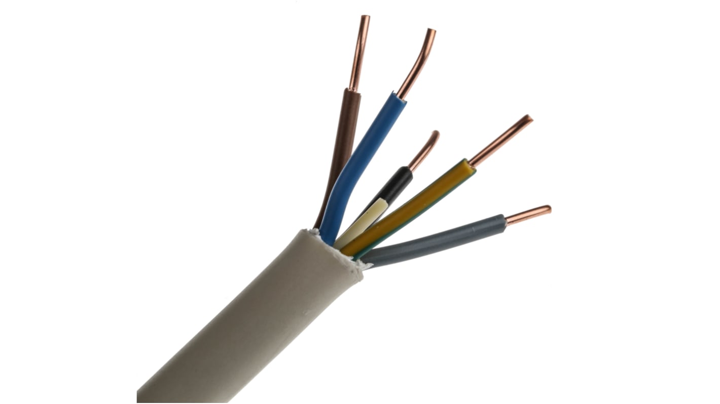 RS PRO 5 Core Power Cable, 2.5 mm², 50m, Grey PVC Sheath, NYM-J, 500 V | RS