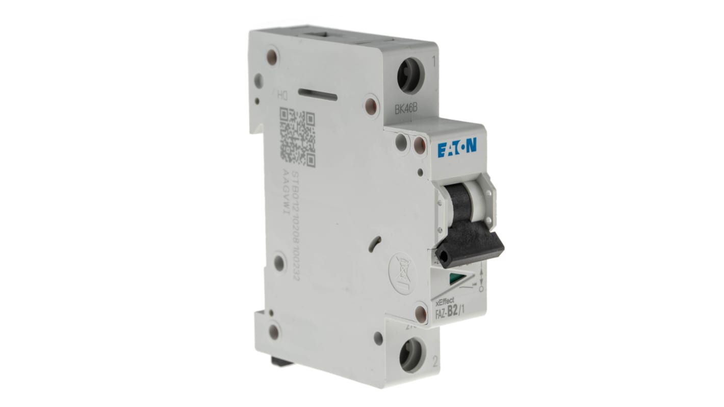 278523 FAZ-B2/1 | Eaton xEffect MCB, 1P, 2A Curve B, 240V AC, 48V DC, 10 kA Breaking Capacity | RS
