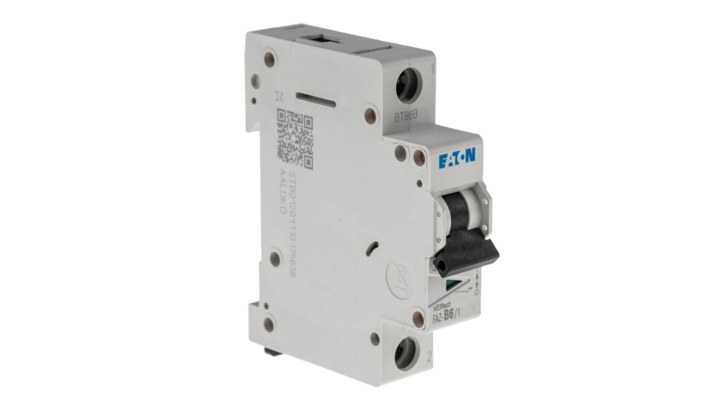 278529 FAZ-B6/1 | Eaton xEffect MCB, 1P, 6A Curve B, 240V AC, 48V DC, 10 kA Breaking Capacity | RS