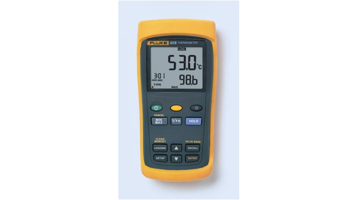 FLUKE 53-II | Fluke 53 II B Handheld Digital Thermometer, E, J, K, N, R, S, T Probe, 1 Input(s ...