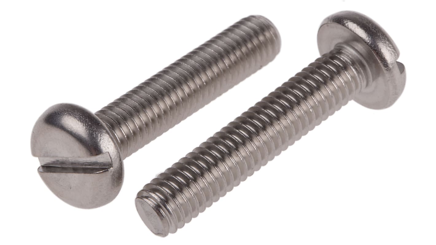 RS PRO Slot Pan A2 304 Stainless Steel Machine Screws DIN 85, M6x30mm | RS