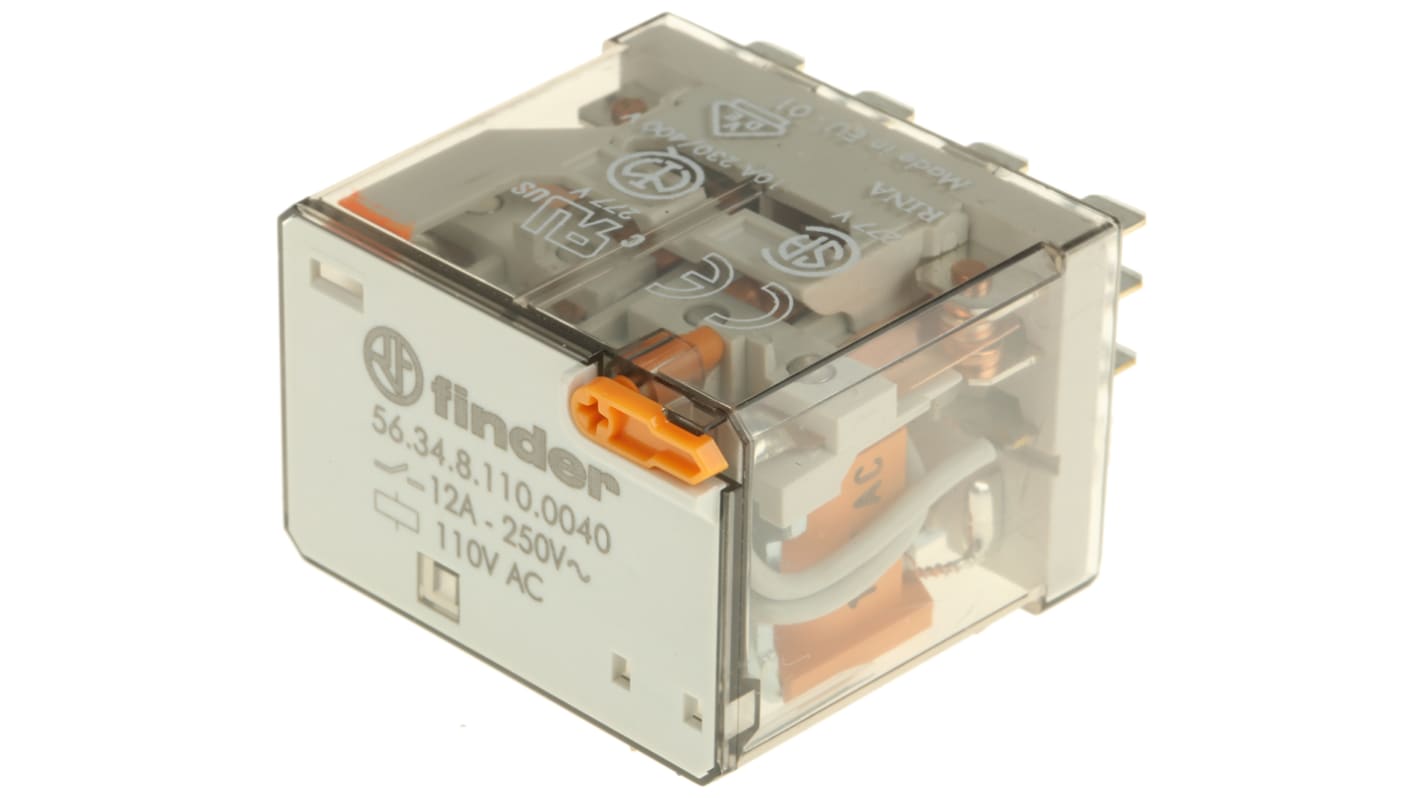 56.34.8.110.0040 | Finder Plug In Power Relay, 110V ac Coil, 12A ...