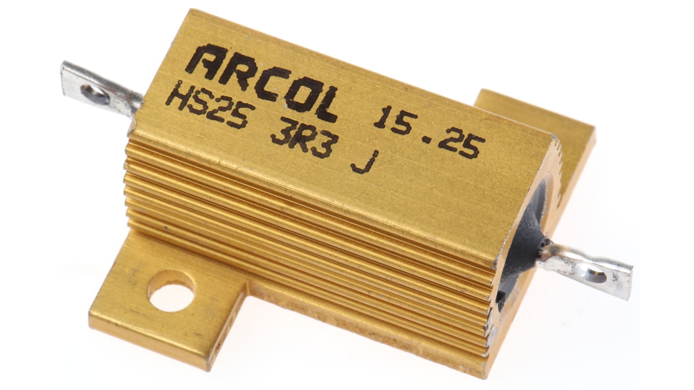Arcol, 3.3Ω 25W Wire Wound Chassis Mount Resistor HS25 3R3 J ±5% | RS