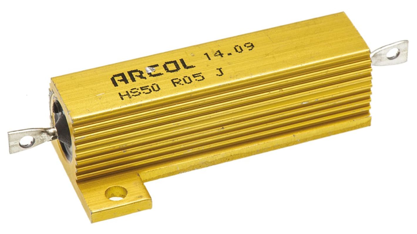 Arcol, 50mΩ 50W Wire Wound Chassis Mount Resistor HS50 R05 J ±5% | RS