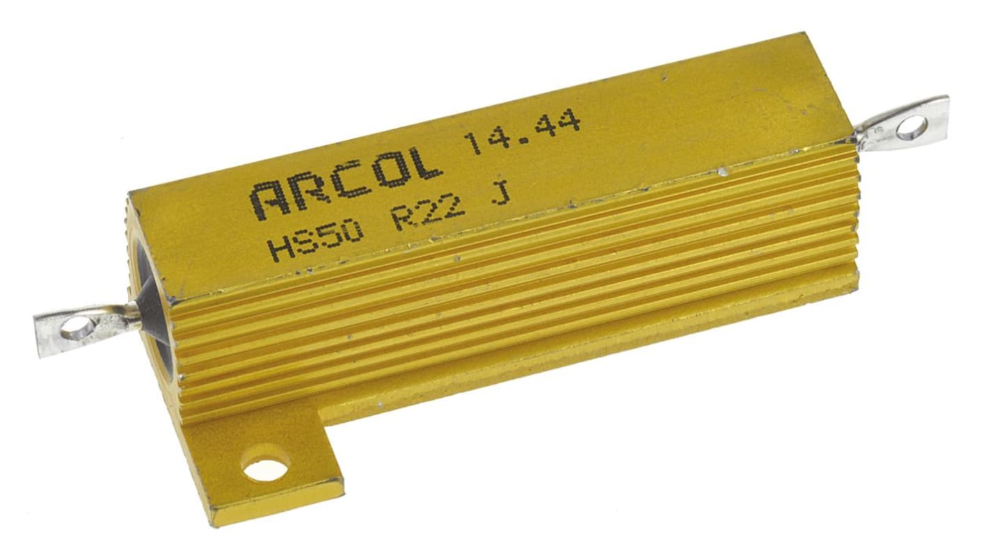 Arcol, 220mΩ 50W Wire Wound Chassis Mount Resistor HS50 R22 J ±5% | RS
