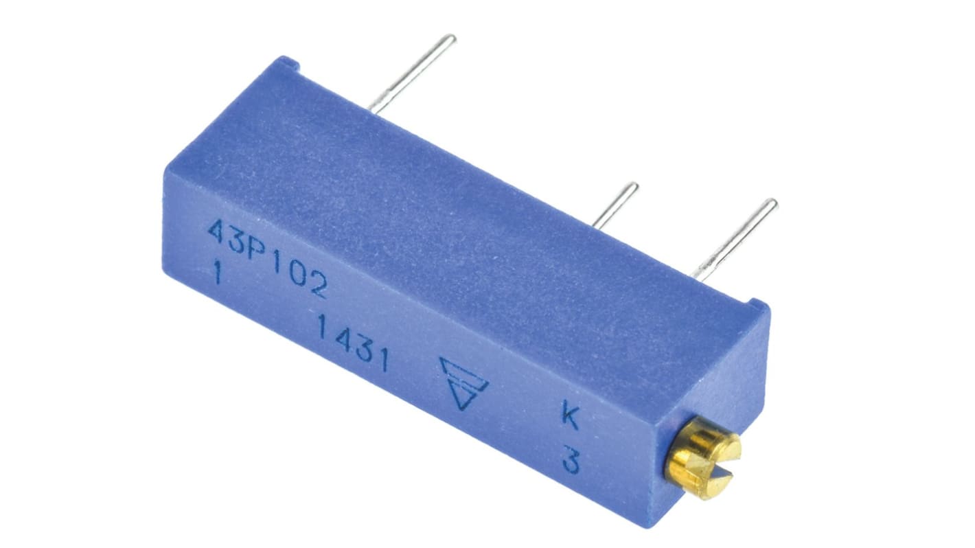 M43P102KB40 | Vishay 43P Series 20-Turn Through Hole Trimmer Resistor ...
