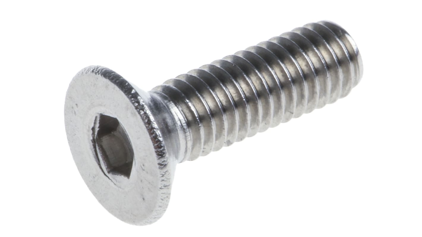 RS PRO Plain Stainless Steel Hex Socket Countersunk Screw, ISO 10642, M3 x 10mm | RS