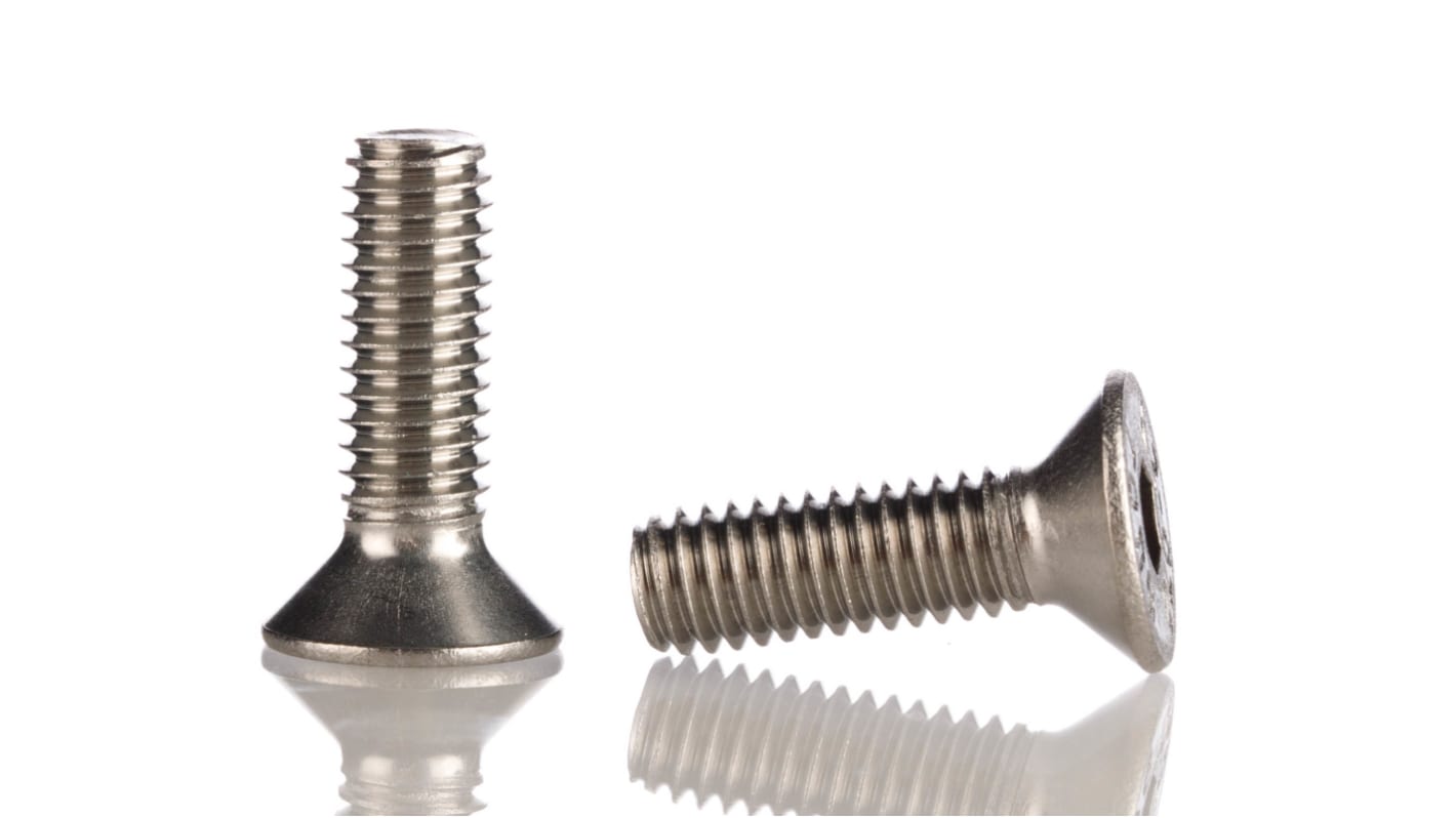 RS PRO Plain Stainless Steel Hex Socket Countersunk Screw, ISO 10642 ...