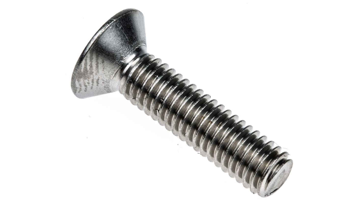 RS PRO Plain Stainless Steel Hex Socket Countersunk Screw, DIN 7991, M6 ...