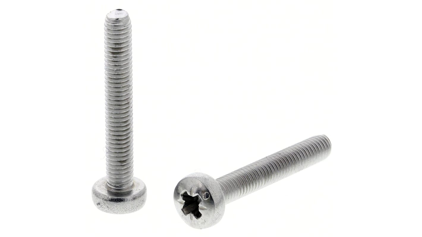 RS PRO Pozi Pan A4 316 Stainless Steel Machine Screws DIN 7985, M3x20mm | RS