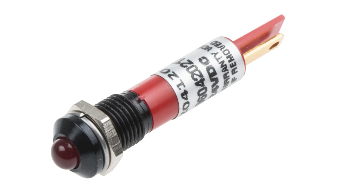 RS PRO Red Flashing LED Panel Mount Indicator, 24V dc, 8mm Mounting ...