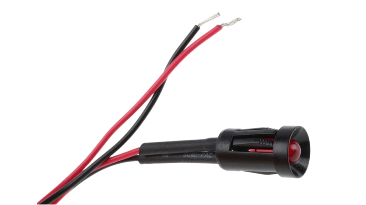 RS PRO Red Flashing LED Panel Mount Indicator, 24V dc, 8mm Mounting ...