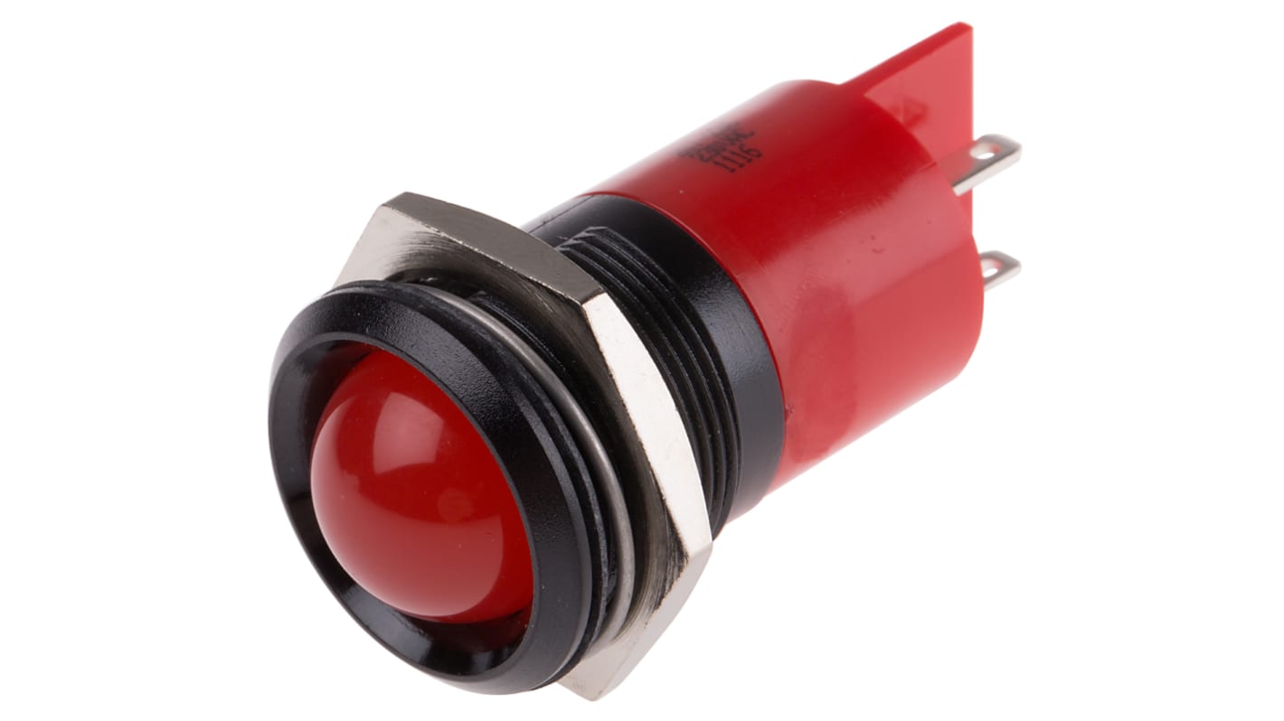 RS PRO Red Panel Mount Indicator, 230V ac, 22mm Mounting Hole Size ...