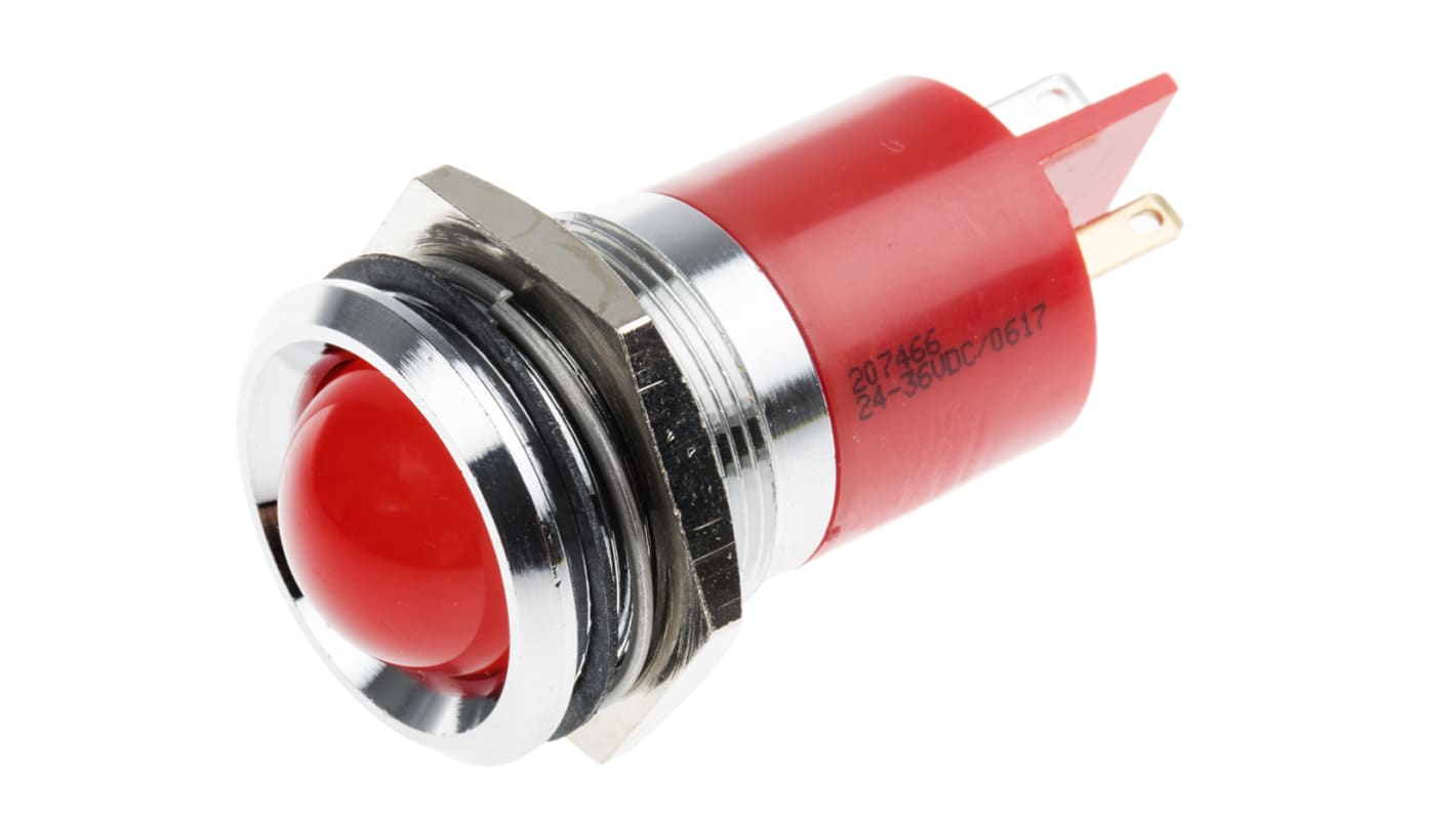 RS PRO Red Panel Mount Indicator, 24 → 36V dc, 22mm Mounting Hole Size | RS