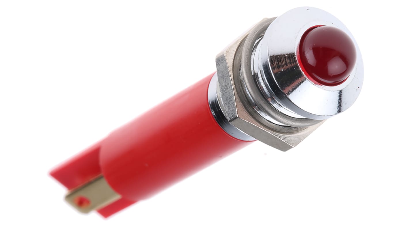 RS PRO Red Flashing LED Panel Mount Indicator, 24V dc, 8mm Mounting ...