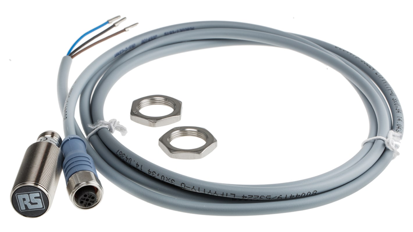 RS PRO Inductive Barrel-Style Proximity Sensor, M18 x 1, 5 mm Detection, PNP Output, 10 → 30 V ...