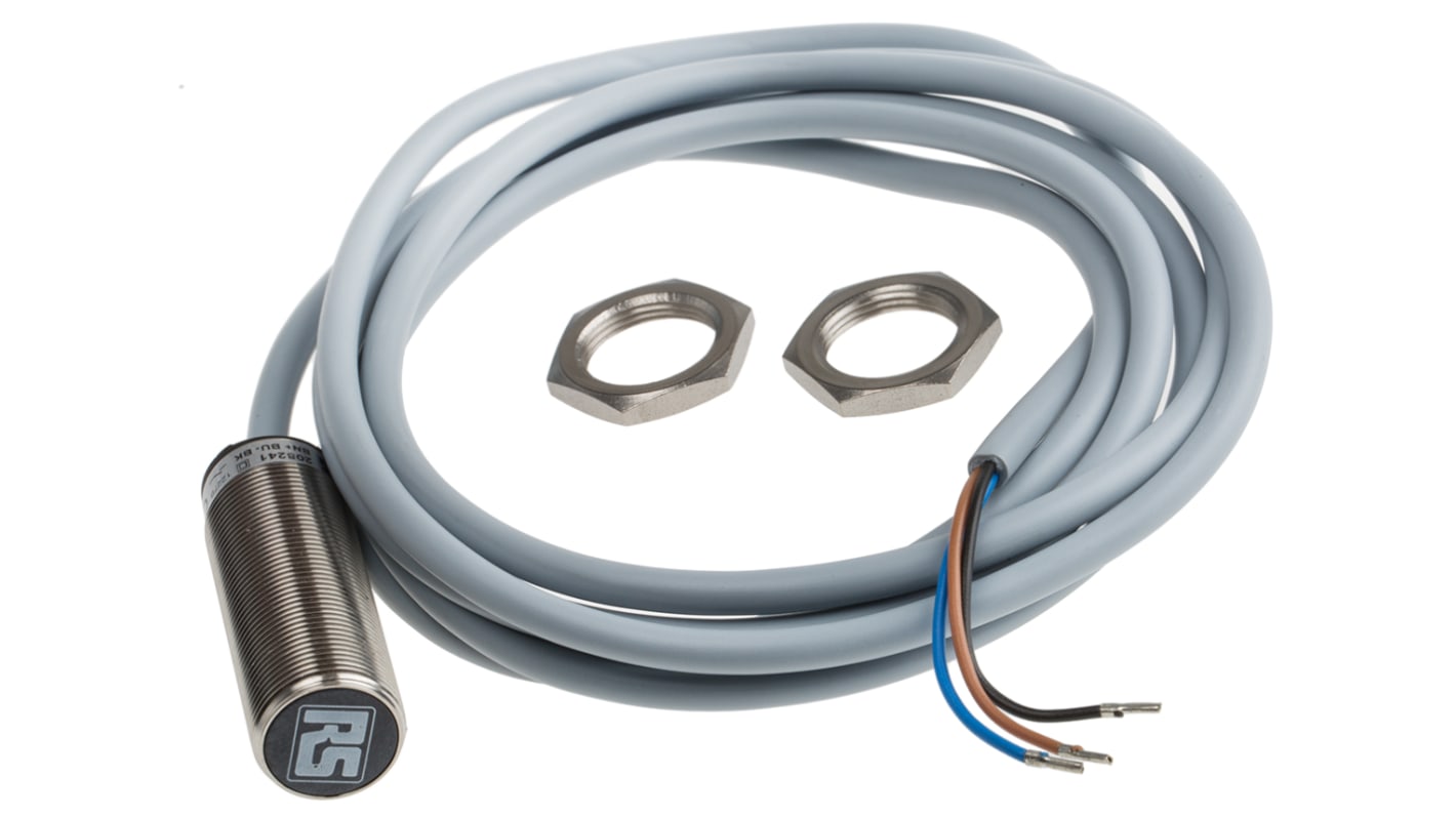 RS PRO Inductive Barrel-Style Proximity Sensor, M18 x 1, 5 mm Detection, PNP Output, 10 → 30 V ...