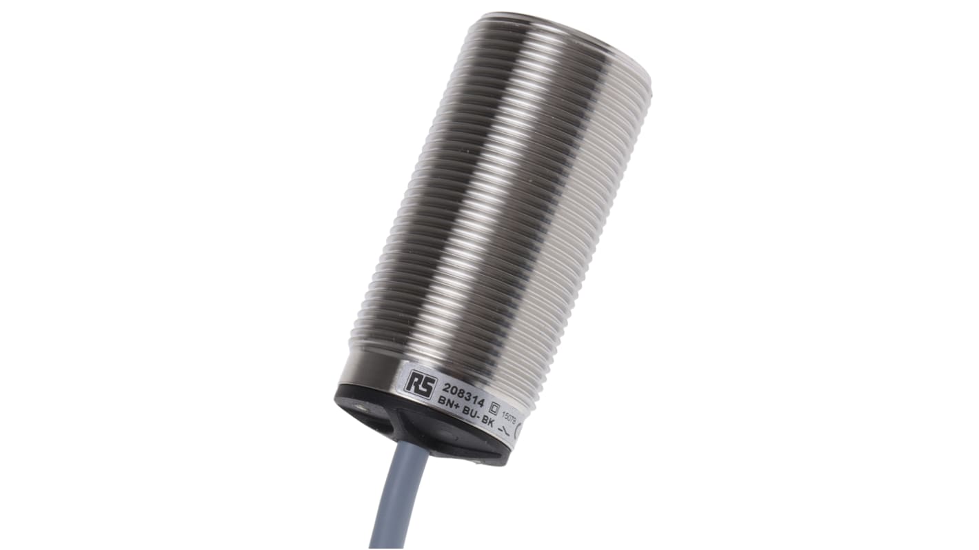 RS PRO Inductive Barrel-Style Proximity Sensor, M30 x 1.5, 10 mm Detection, PNP Output, 10 → 30 ...