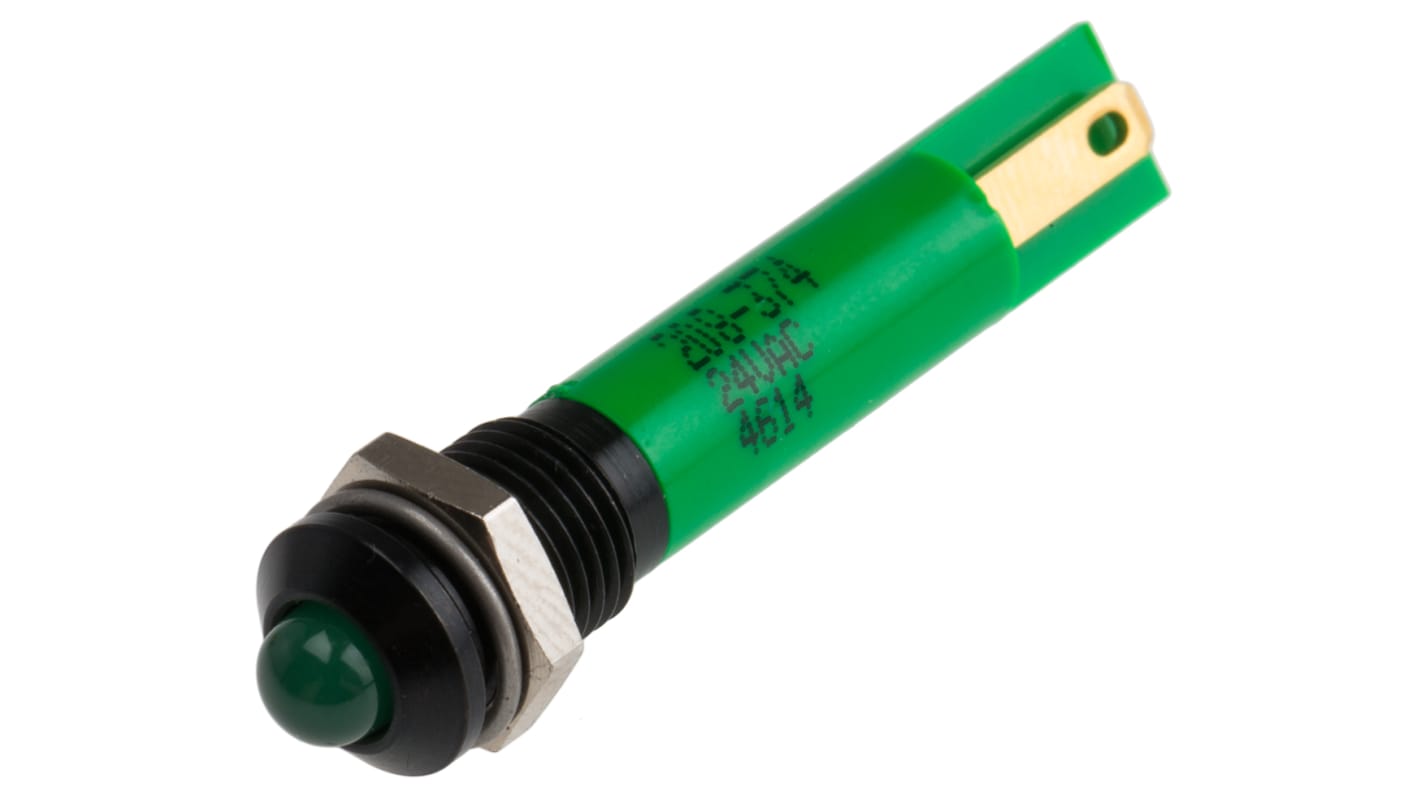 Voyant LED lumineux Vert RS PRO, dia. 8mm, 24V c.a. | RS