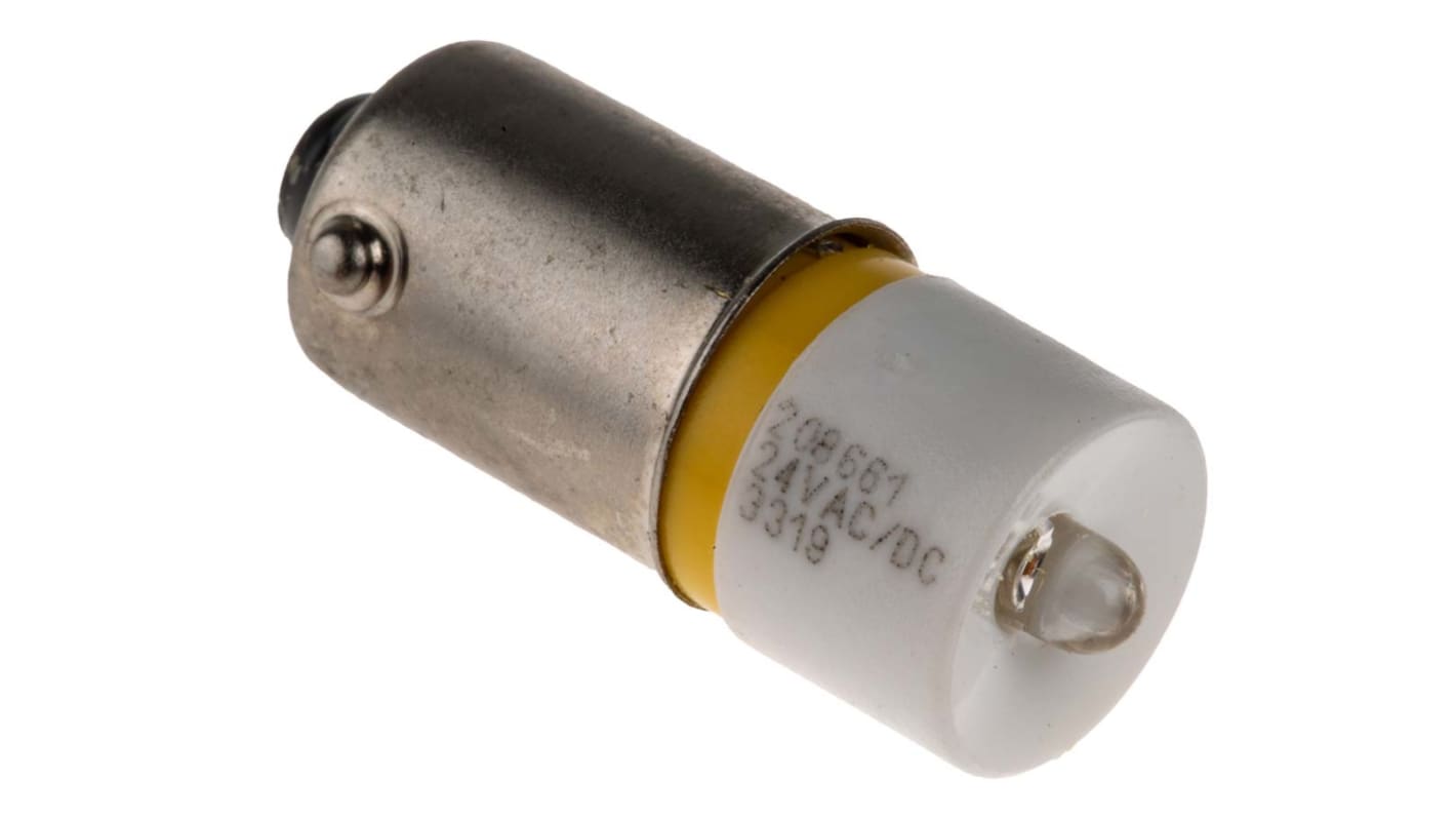 RS PRO Yellow LED Indicator Lamp, 24V ac/dc, BA9s Base, 10mm Diameter ...