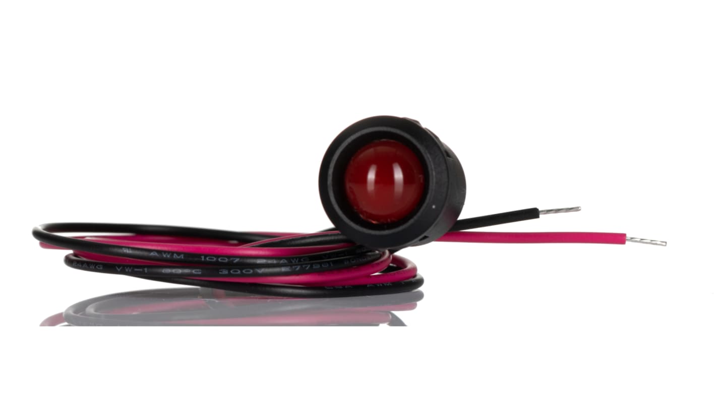 RS PRO Red Flashing LED Panel Mount Indicator, 12V dc, 14mm Mounting ...